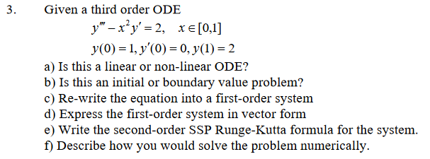 Solved Given a third order ODE | Chegg.com