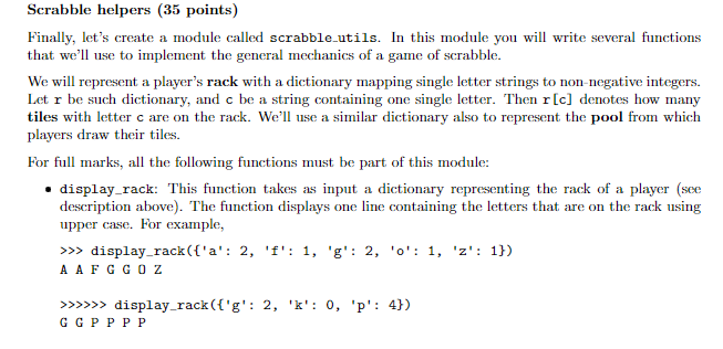 Solved Scrabble helpers (35 points) Finally, let's create a | Chegg.com