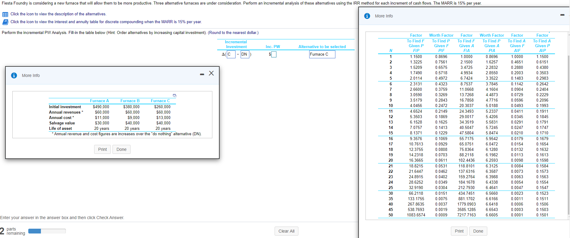 Solved Fiesta Foundry is considering a new furnace that will | Chegg.com