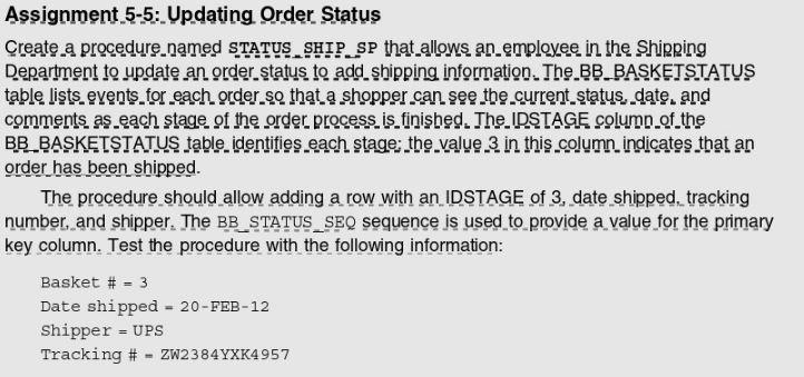 Solved Assignment 5-5: Upodating Order Status Create_a | Chegg.com