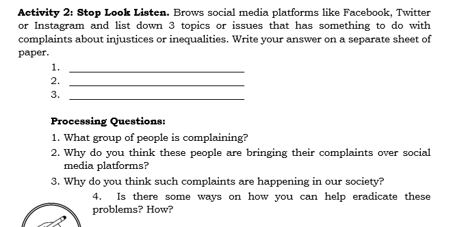 Solved Activity 2: Stop Look Listen. Brows social media | Chegg.com
