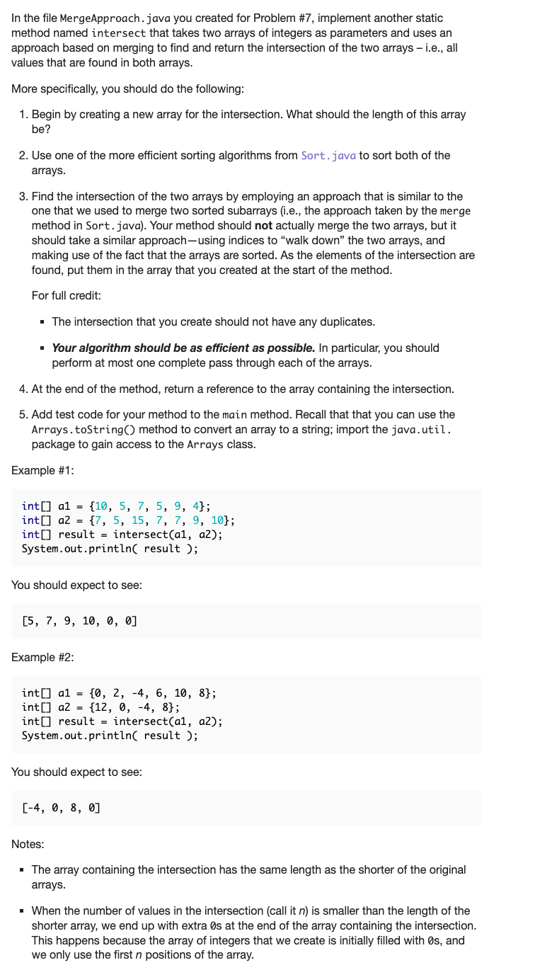 Solved In the file MergeApproach. java you created for | Chegg.com