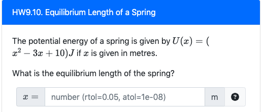Solved The potential energy of a spring is given by U(x)=( | Chegg.com