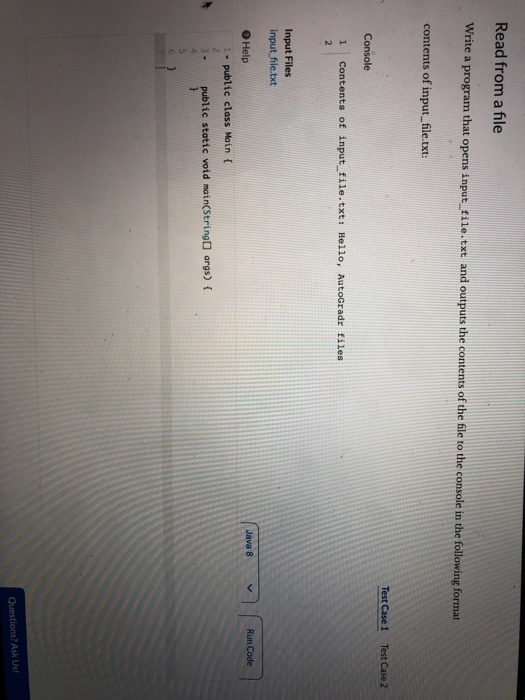 Solved Read from a file Write a program that opens input | Chegg.com