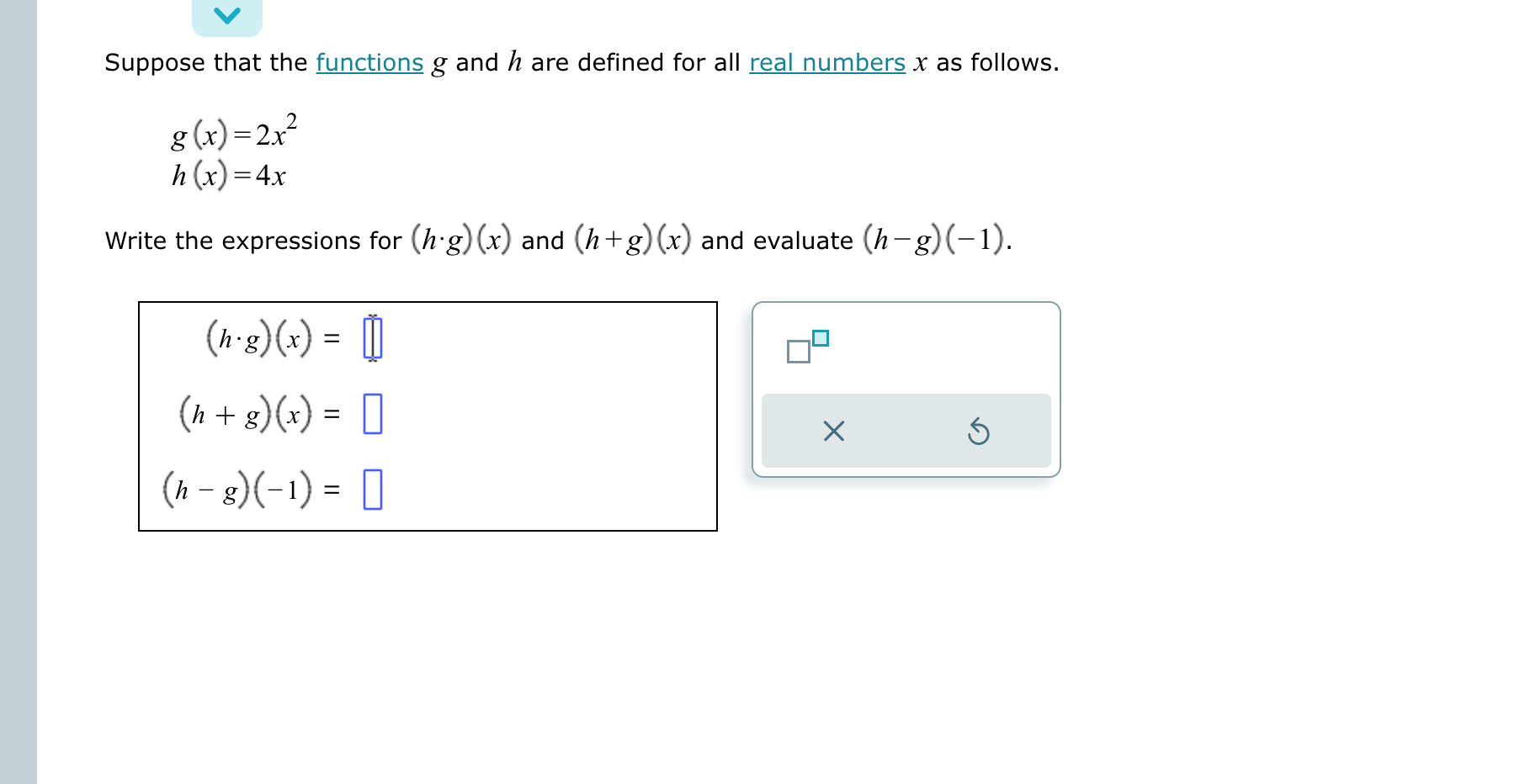Solved Suppose that the functions g and h are defined for | Chegg.com