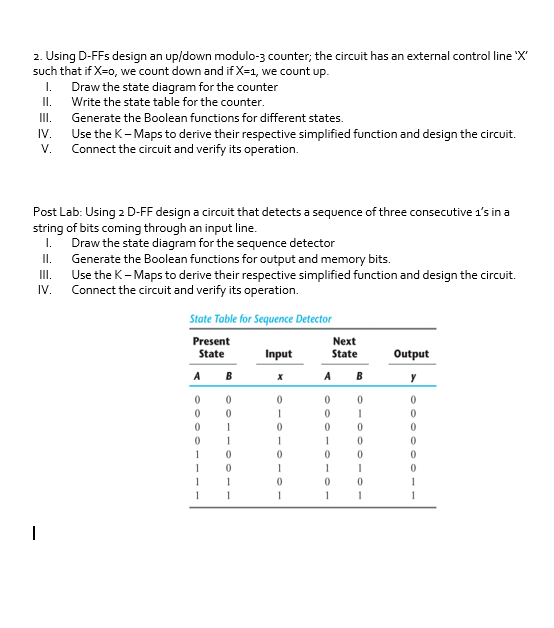 2. Using D-FFs design an up/down modulo-3 counter; | Chegg.com