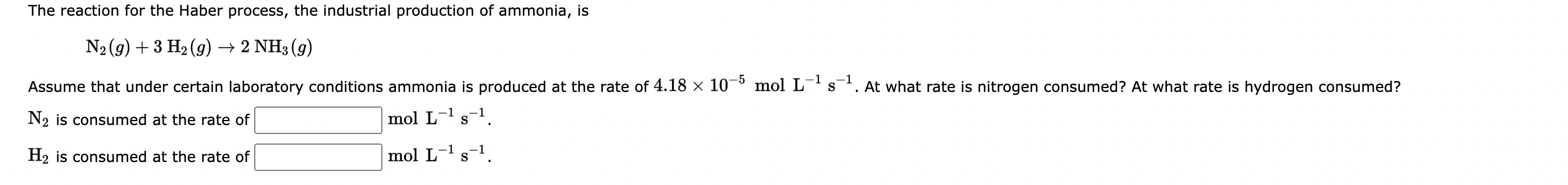Solved The reaction for the Haber process, the industrial | Chegg.com