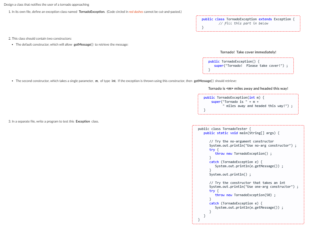Solved Design a class that notifies the user of a tornado | Chegg.com