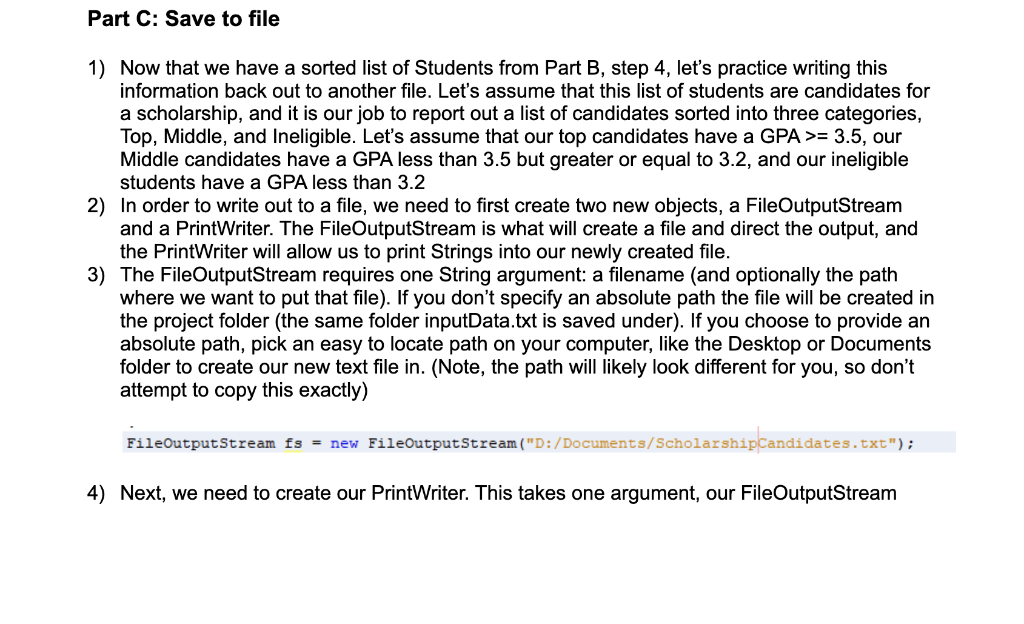 Solved 1) Now that we have a sorted list of Students from | Chegg.com