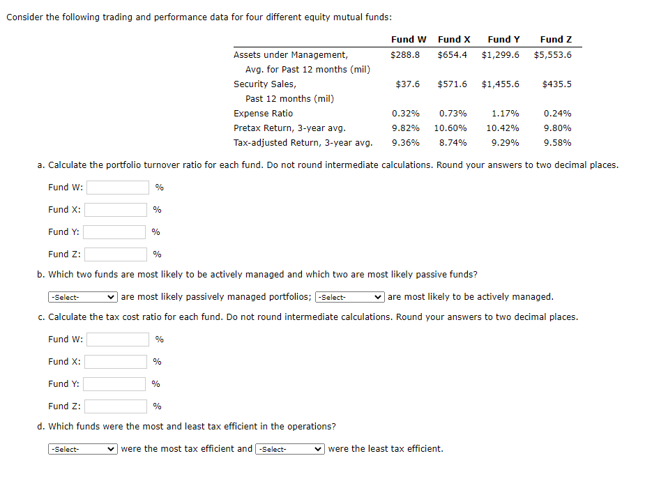 Solved Consider the following trading and performance data | Chegg.com