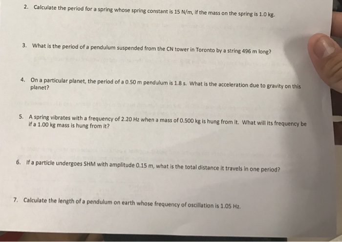 Solved Calculate the period for a spring whose spring | Chegg.com