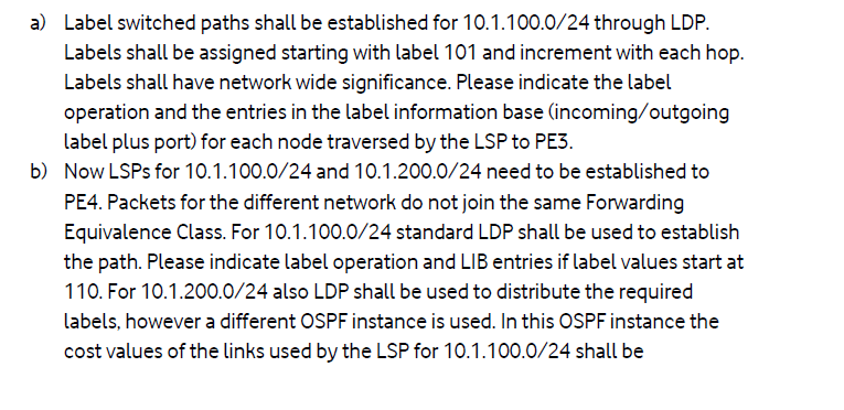 Solved Task 1: An MPLS network runs OSPF as IGP. For | Chegg.com