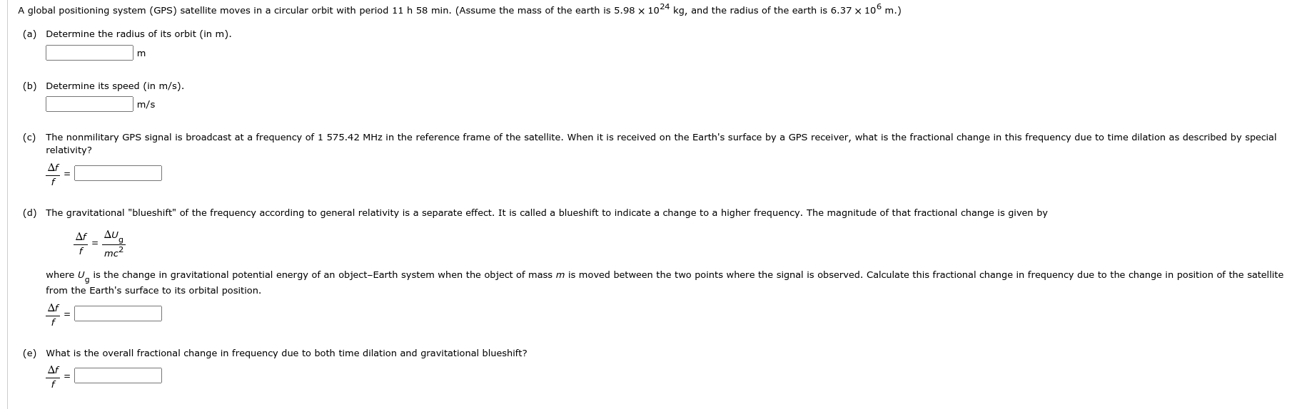 Solved A global positioning system (GPS) satellite moves in | Chegg.com