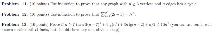 Solved Problem 11. (10 points) Use induction to prove that | Chegg.com