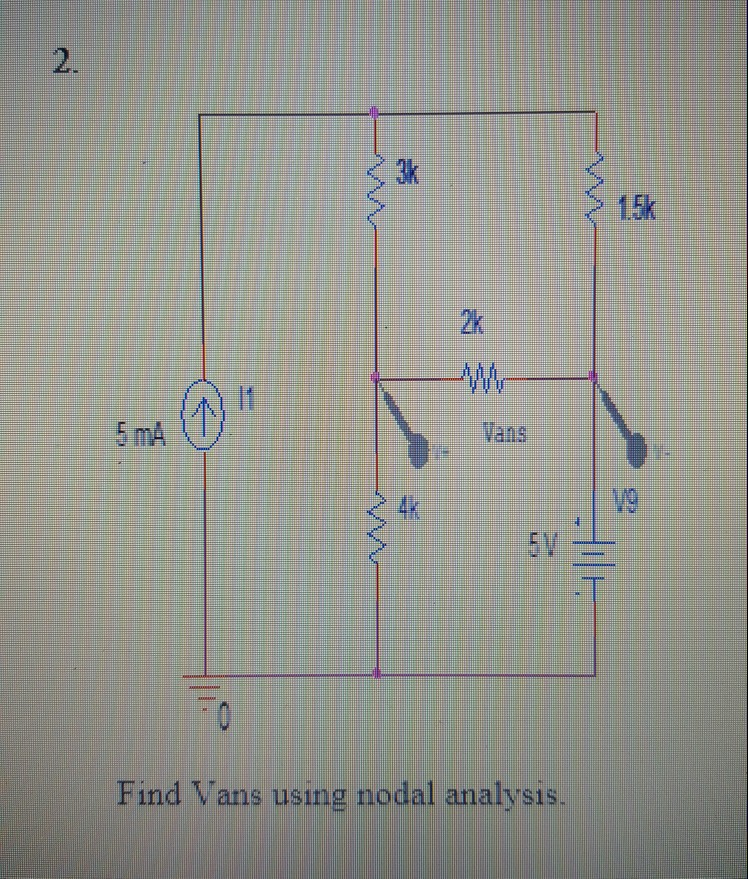 Solved V 5.ma Find Vans using nodal analysis. | Chegg.com