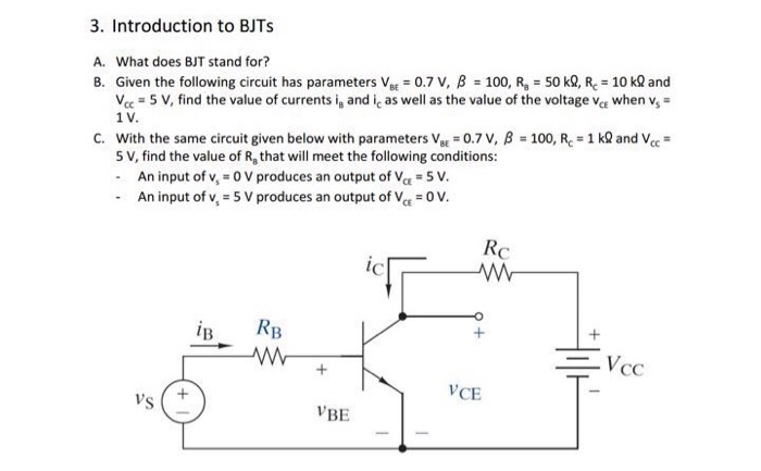 Solved 3. Introduction to BJTs A. What does BJT stand for? | Chegg.com