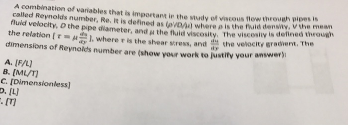 Solved A combination of variables that is important in the | Chegg.com