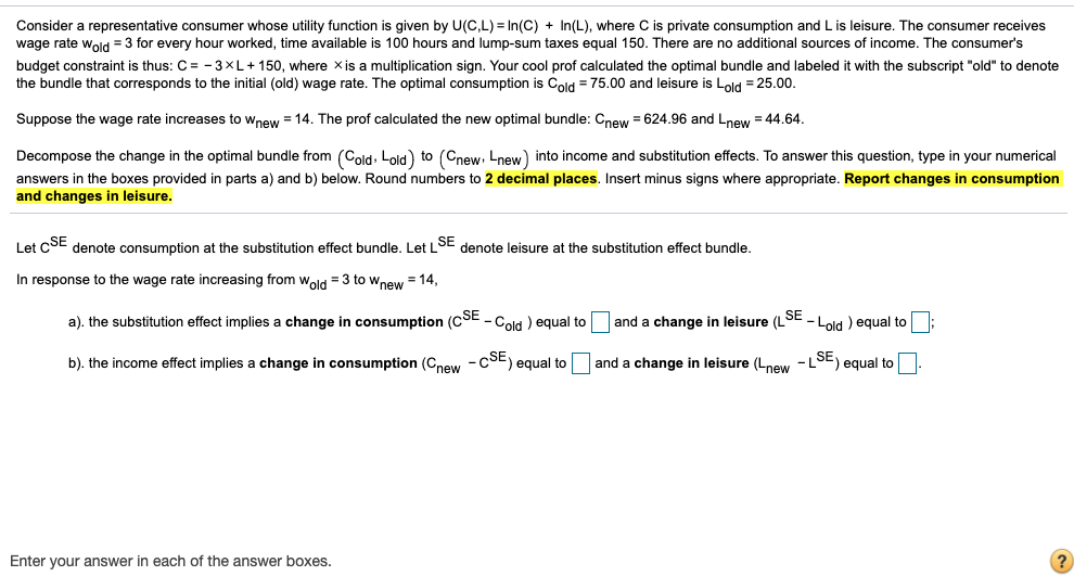 Consider a representative consumer whose utility | Chegg.com