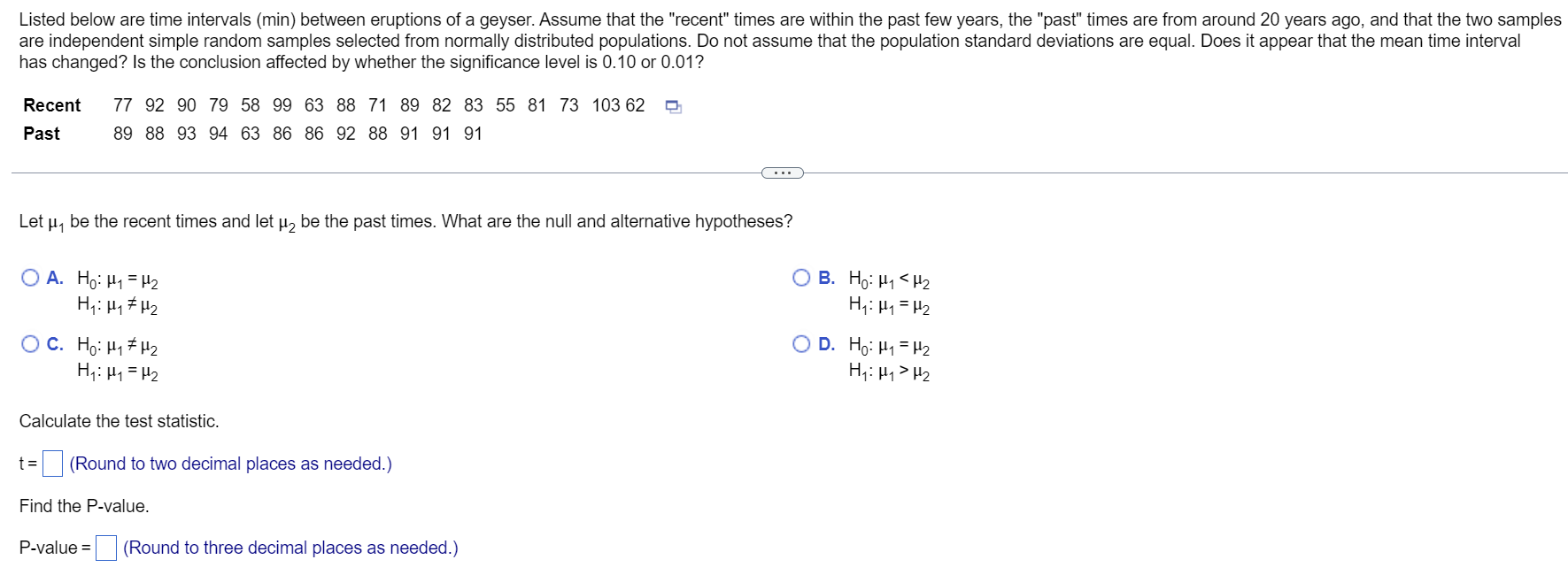 Solved Listed below are time intervals ( min ) between | Chegg.com