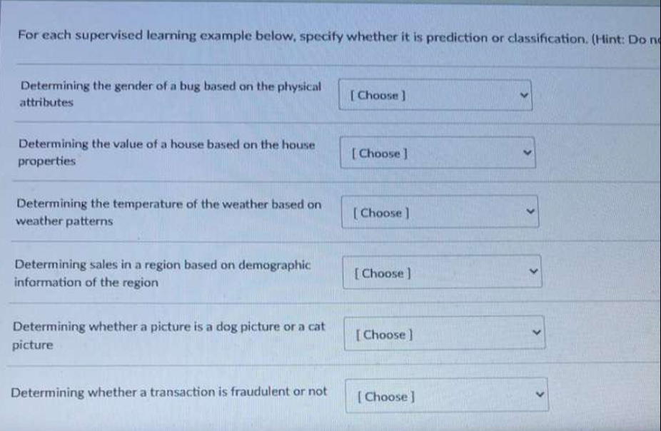 Solved For each supervised learning example below, specify | Chegg.com