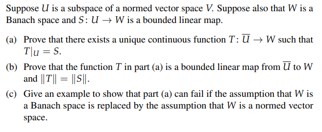 Solved Suppose U is a subspace of a normed vector space V. | Chegg.com
