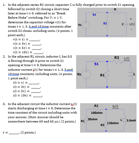 Solved 1. In the adjacent series RC circuit, capacitor C is | Chegg.com