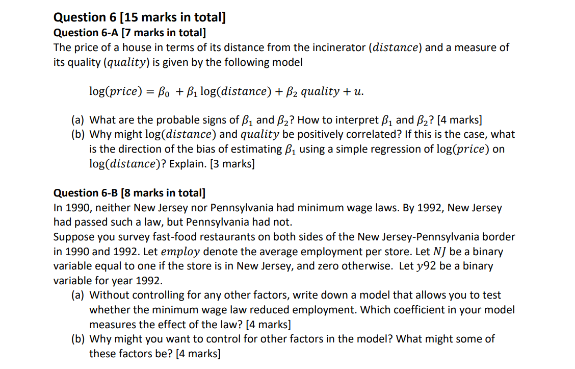 Solved Question 6 [15 marks in total] Question 6-A [7 marks | Chegg.com