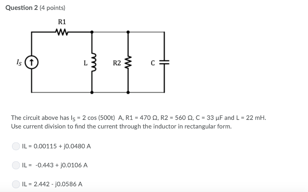 Solved Question 2 (4 points) R1 R2 The circuit above has | Chegg.com