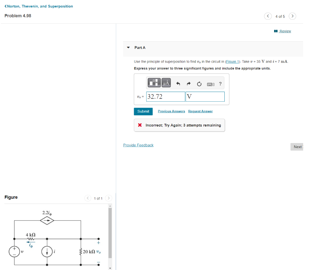 [Solved]: Use the principle of superposition to find ( v_