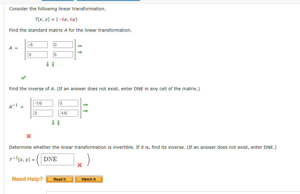 Solved Consider the following linear transformation. | Chegg.com