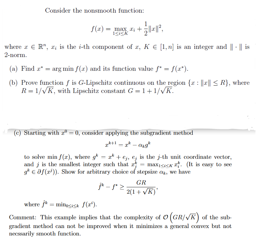 Consider the nonsmooth function: 1 f(x) = max di + | Chegg.com