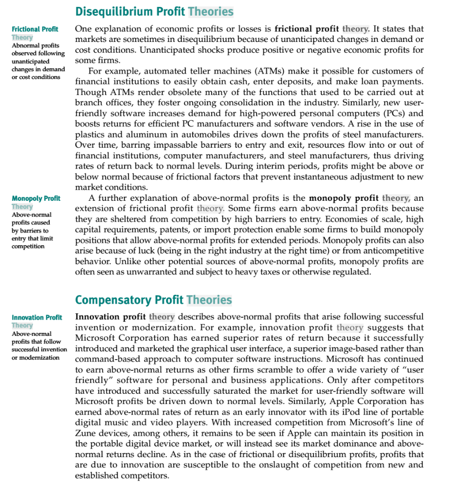 Solved Disequilibrium Profit Theories One explanation of | Chegg.com