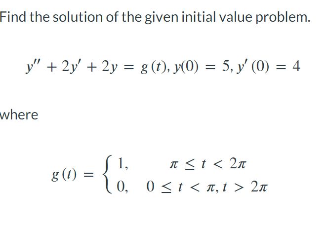 Solved Find The Solution Of The Given Initial Value Problem