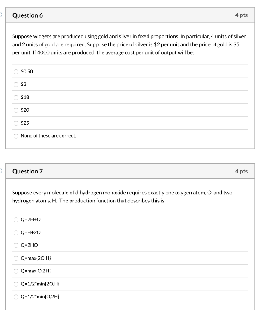 Solved Question 6 4 pts Suppose widgets are produced using | Chegg.com
