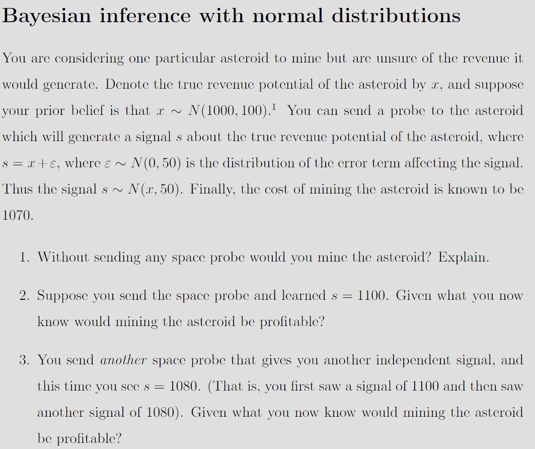Solved Bayesian inference with normal distributions You are | Chegg.com