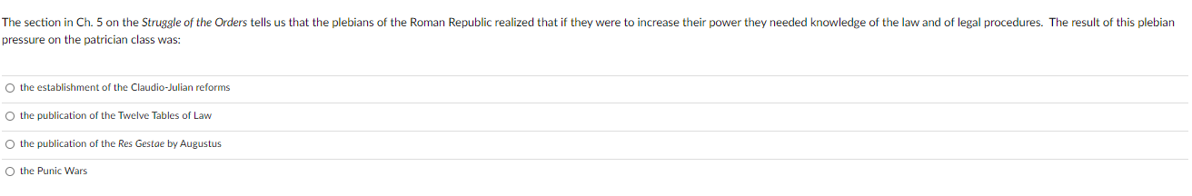 The section in Ch. 5 on the Struggle of the Orders | Chegg.com
