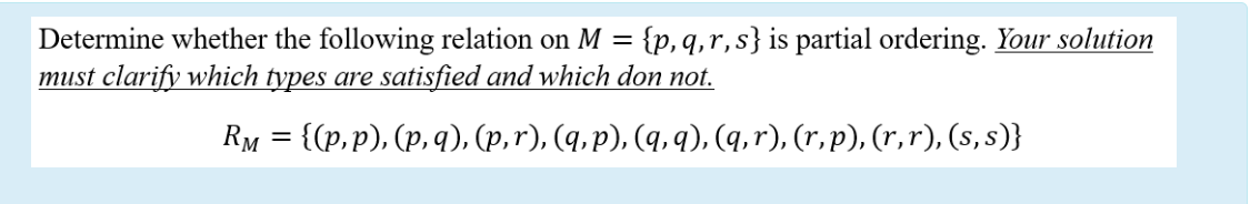 Solved Determine whether the following relation on | Chegg.com