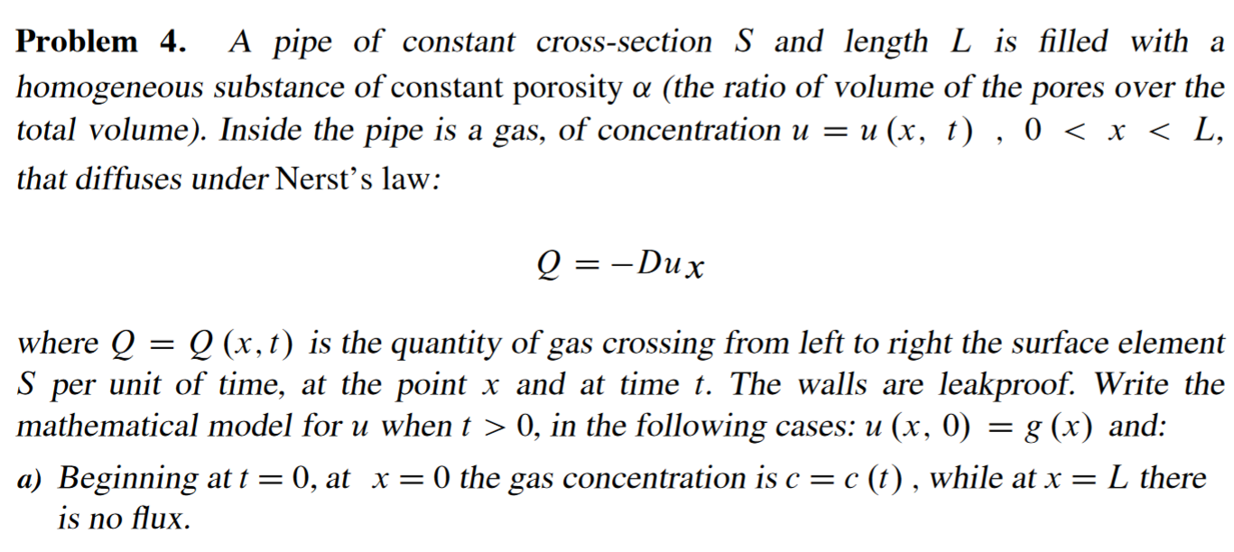 Solved Problem 4. A pipe of constant cross-section S and | Chegg.com