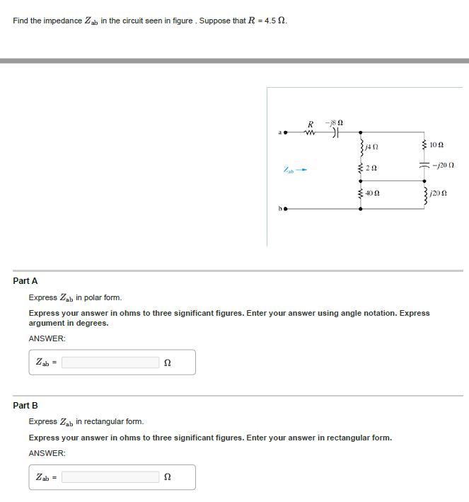 Solved Find the impedance Zab in the circuit seen in figure. | Chegg.com