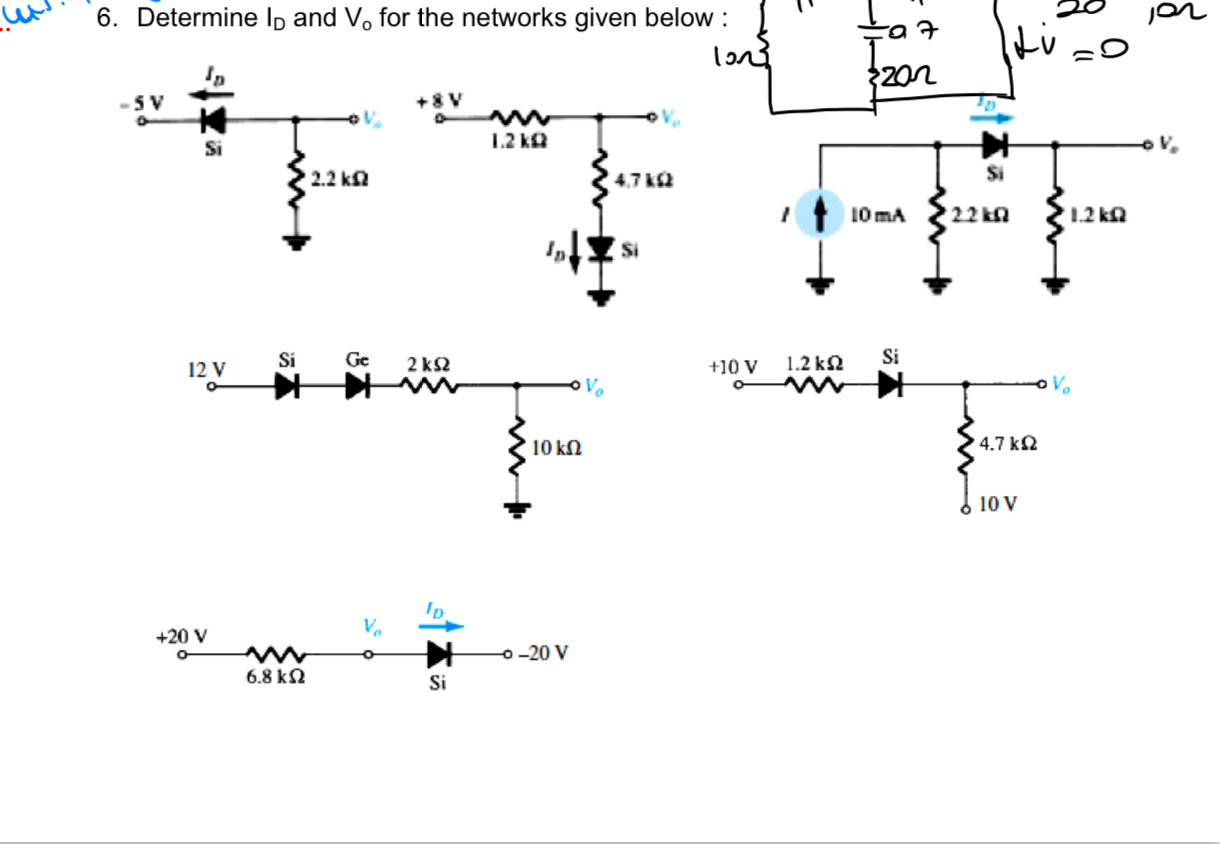 Solved Determine ID ﻿and V0 ﻿for the networks given belon | Chegg.com