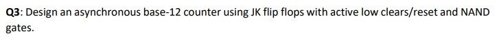 Solved Q3: Design an asynchronous base-12 counter using JK | Chegg.com