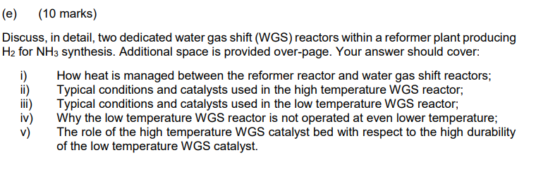 Solved Discuss, in detail, two dedicated water gas shift | Chegg.com