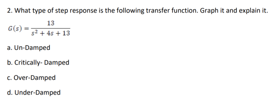Solved 2. What type of step response is the following | Chegg.com