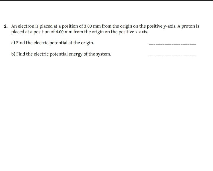 Solved 2. An electron is placed at a position of 3.00 mm | Chegg.com