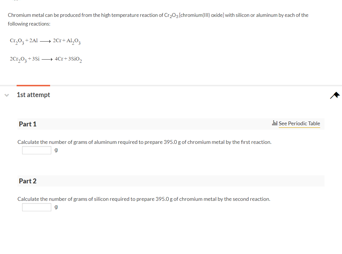 Solved Chromium metal can be produced from the high | Chegg.com