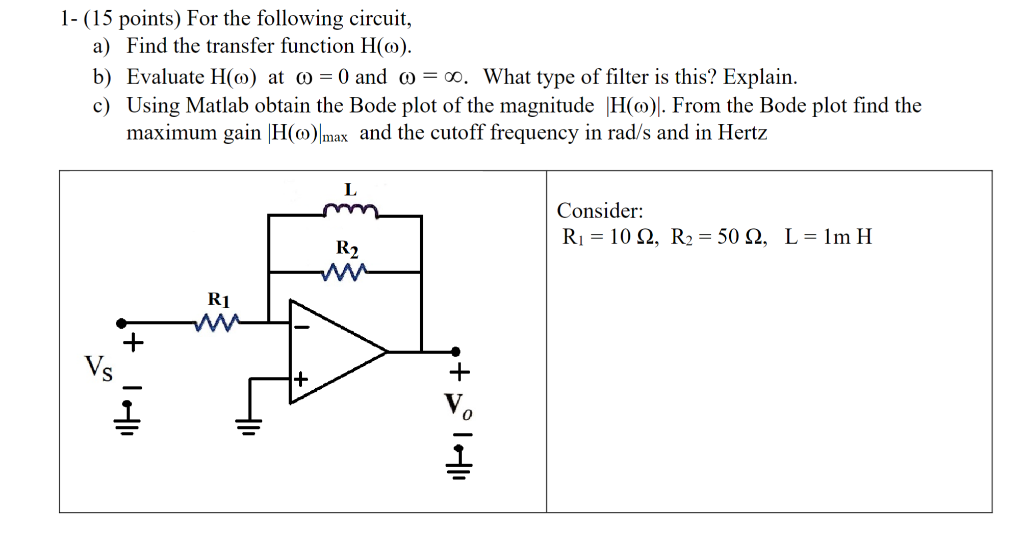 Solved 1- ( 15 points) For the following circuit, a) Find | Chegg.com