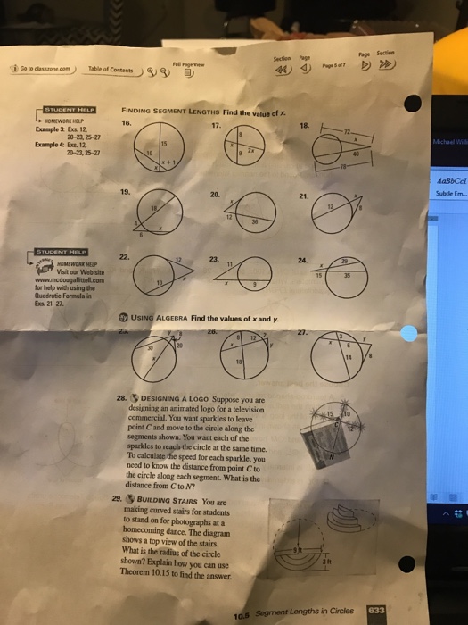 Solved LESSON Problem Solving Lines That Intersect Circles | Chegg.com