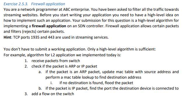 Exercise 2.5.3. Firewall application You are a | Chegg.com