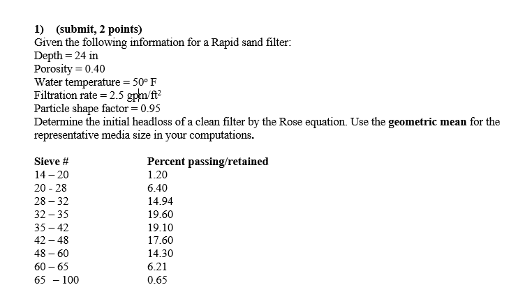 Solved 1) (submit, 2 points) Given the following information | Chegg.com