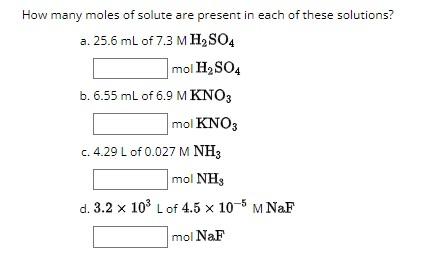 Solved many moles of solute are present in each of these | Chegg.com